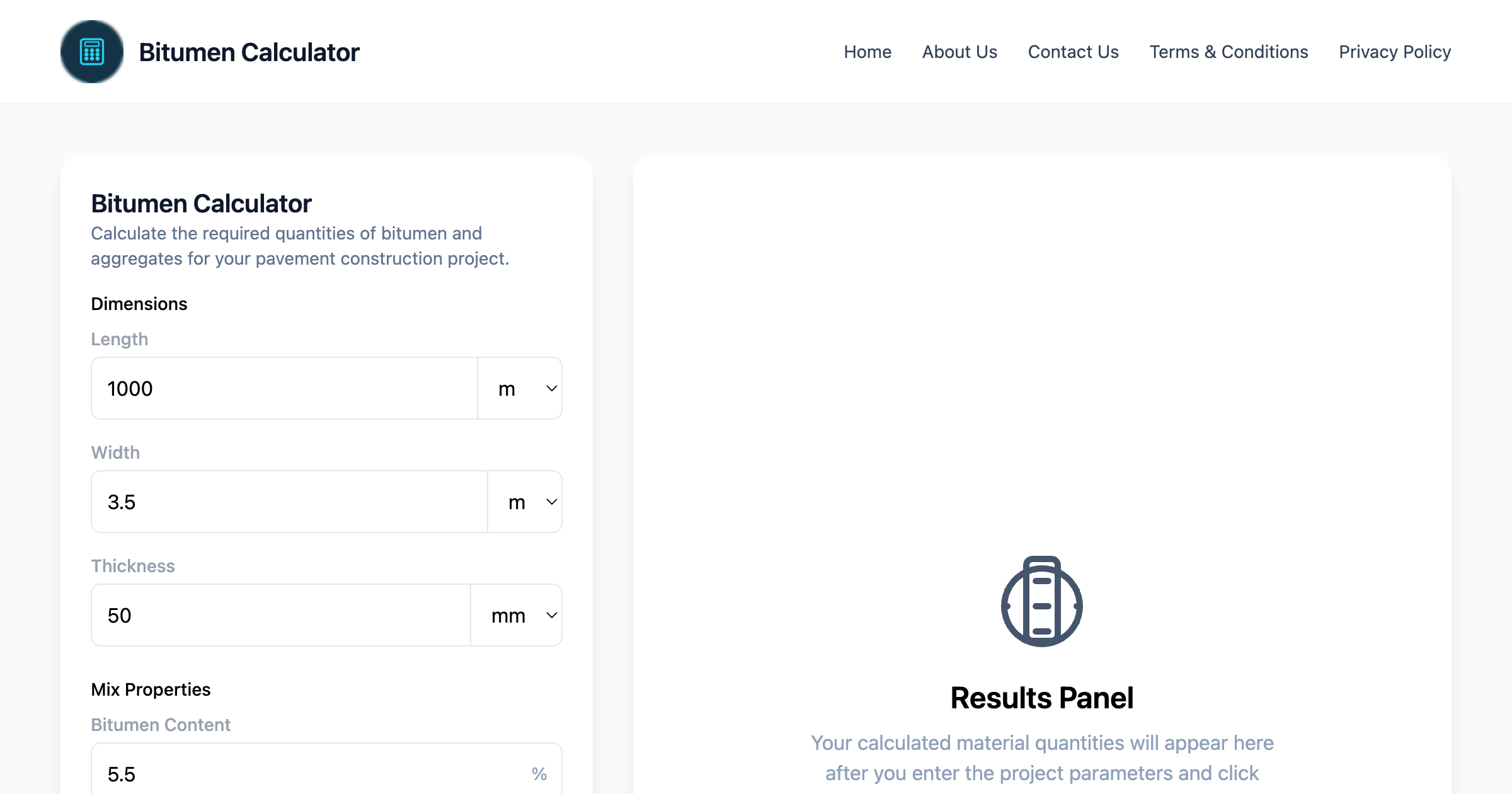 Calculateur de bitume